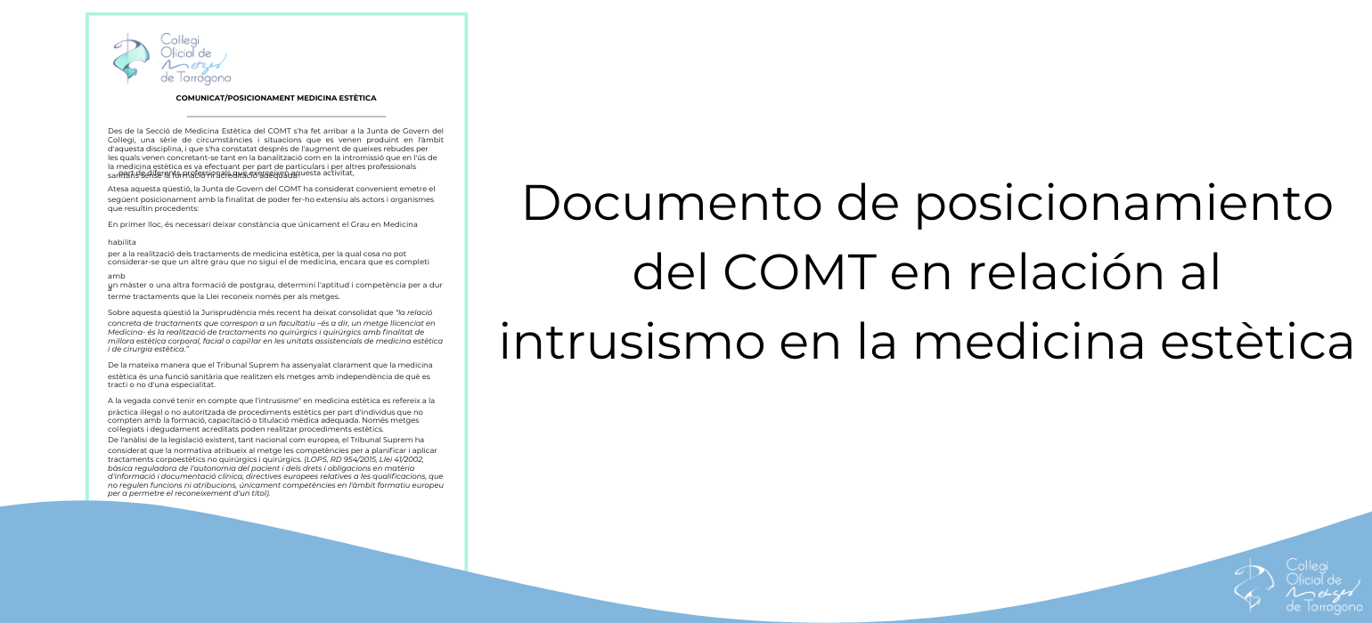 Documento de posicionamiento del COMT en relación al intrusismo en la ...